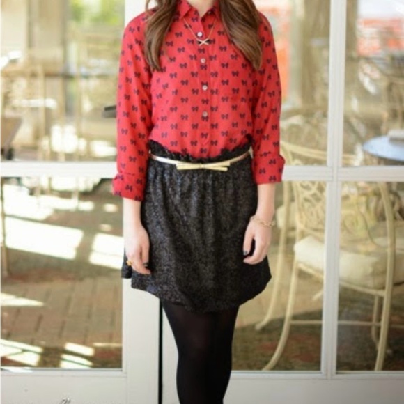 J. Crew | Tops | New J Crew Red Bows Quarter Button Popover Cotton Silk ...